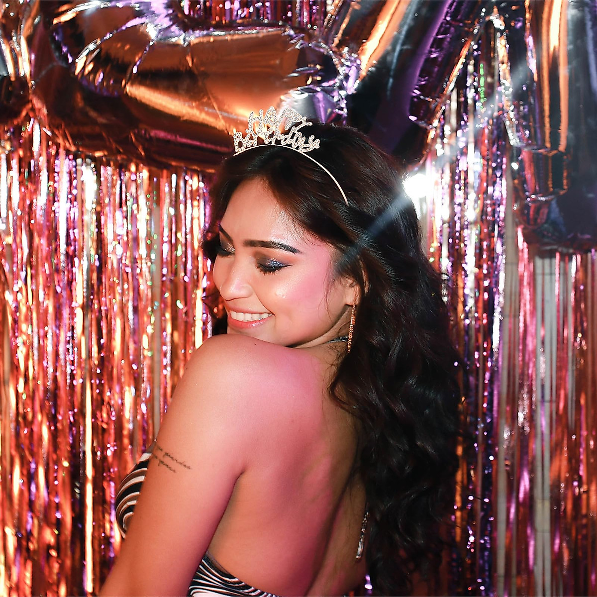 Ondder Gold Happy Birthday Headband for Women & Girls - Shiny Rhinestone Tiara for Birthday Parties