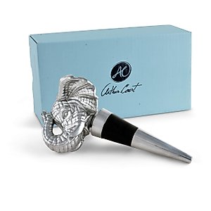 Arthur Court Designs Aluminum Elephant Bottle Stopper Wine Topper Silicone Saver 5 inch Tall
