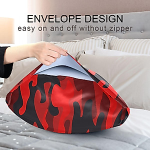 Red Camo Pillow Covers Silk Pillowcase for Hair and Skin Soft and Smooth Cooling Satin Pillowcase Standard Size Pillow Case for Women Bedroom Bed Sleeping (20x30 Inch)