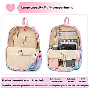 Nlzflgu Teens Girls School Backpack Set Children's Schoolbag Triple with Lunch Bag and Pencil Pouch Travel Casual Backpack (Purple Starry Sky)