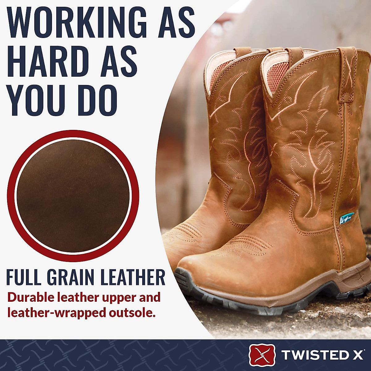 Twisted X Embroidered Women's Cowboy Hiker Boot D Toe 10", 8.5 (M), Brown