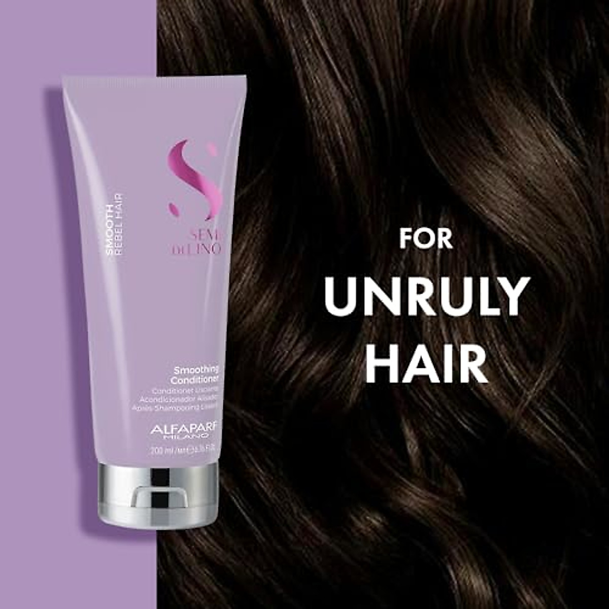 Alfaparf Milano Semi di Lino Smooth Conditioner for Frizzy and Rebel Hair - Detangles Hair - Controls Frizz - Straightens and Hydrates Unruly Hair, 6.76 fl. oz.