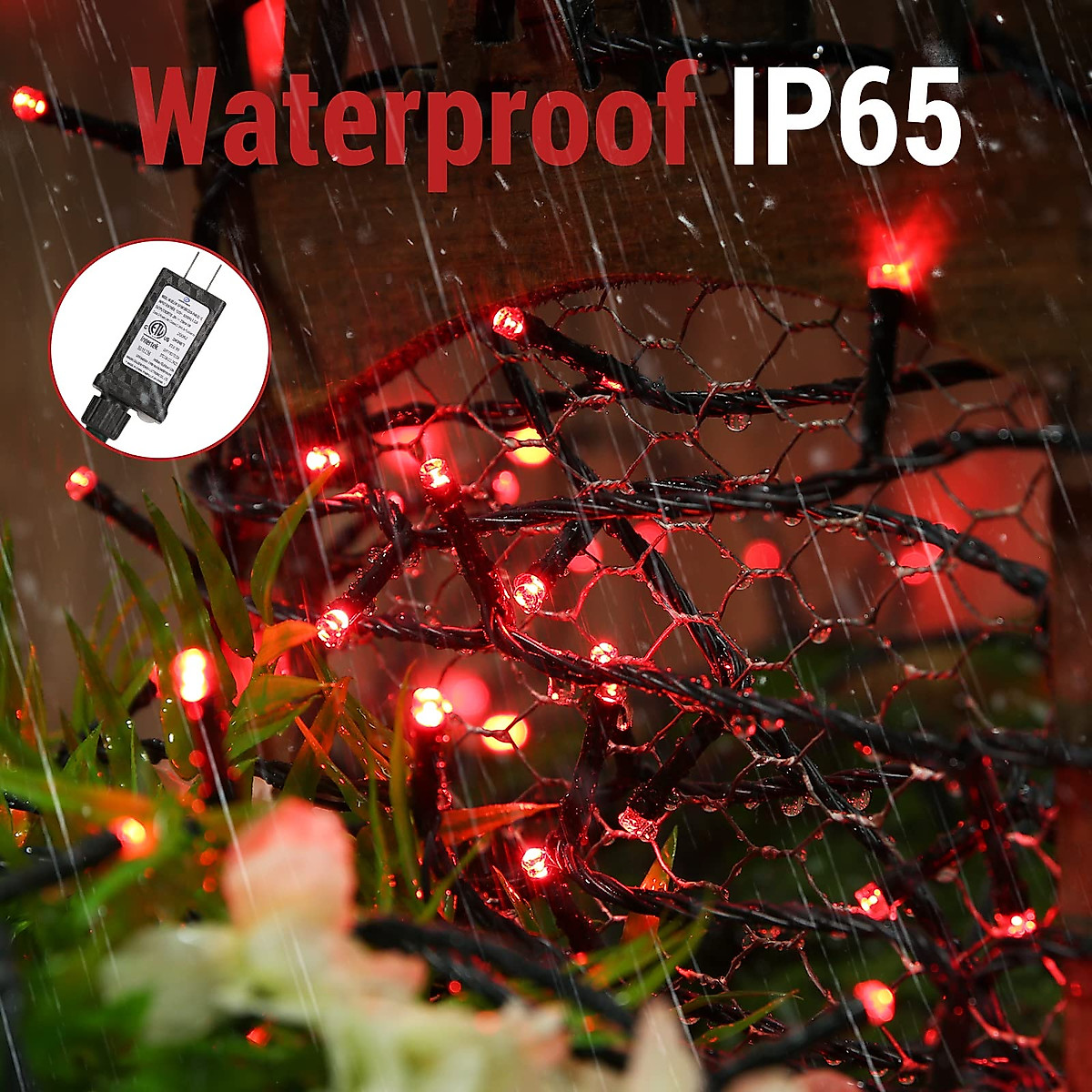 Joomer Christmas Lights 100FT 300 LED String Lights with 8 Modes Timer Connectable Waterproof Plug-In Fairy Lights for Home, Garden, Party, Holiday, Tree, Christmas Decorations (Red)