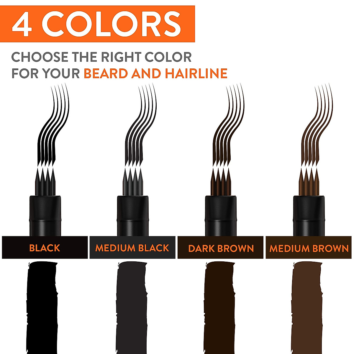 Beard Styling Pencil Kit - Medium Brown Beard Pen 4 Tip Micro-Fork and Beard Pen Filler