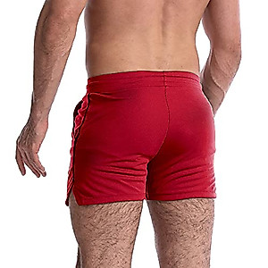 Men's 5 Inch Inseam Workout Shorts Athletic Gym Shorts Bodybuilding Short Shorts Casual Running Shorts Red US L