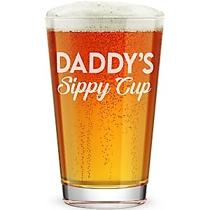DADDY FACTORY Gifts For Dad Men Father's Day Beer Glass Cup - Funny Gift For New Dad, Expecting Father - 16 oz Laser Engraved Drinking Pint Glass Gift For Daddy, Made In USA