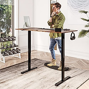 Tangkula 55 x 28 Inch Large Electric Standing Desk, Height Adjustable Sit to Stand Desk with Powerful Motor & Anti-Collision Design, Ergonomic Stand Up Workstation with Metal Frame, Home Office Desk