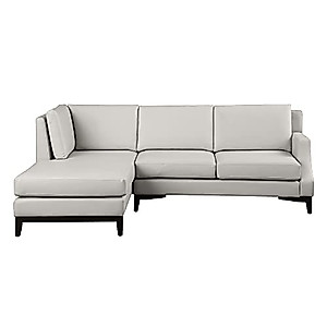 Farati Sectional Sofa L Shape with Left Chaise, Modern Leather Couch for Living Room Small Space, Silver Grey