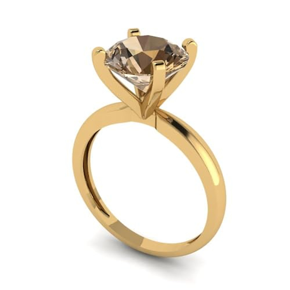 Clara Pucci 3.0 ct Round Cut Solitaire Brown Champagne Simulated Diamond Bridal Designer Anniversary Engagement Ring in 14k Yellow Gold