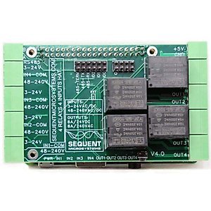 Sequent Microsystems Four Relays Four HV Inputs 8-Layer Stackable HAT for Raspberry Pi +5V