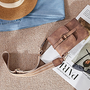 CLUCI Small Crossbody Bags for Women Leather Cell Phone Shoulder Purses Brown