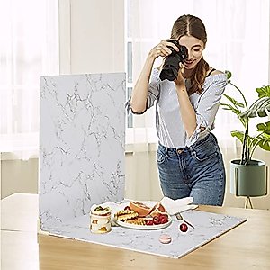 2 PCS Boards Photo Backdrop 2 Marbles Texture for Flat Lay, Food Photography Background 24x24 Inch, BEIYANG (Marble+Marble) …