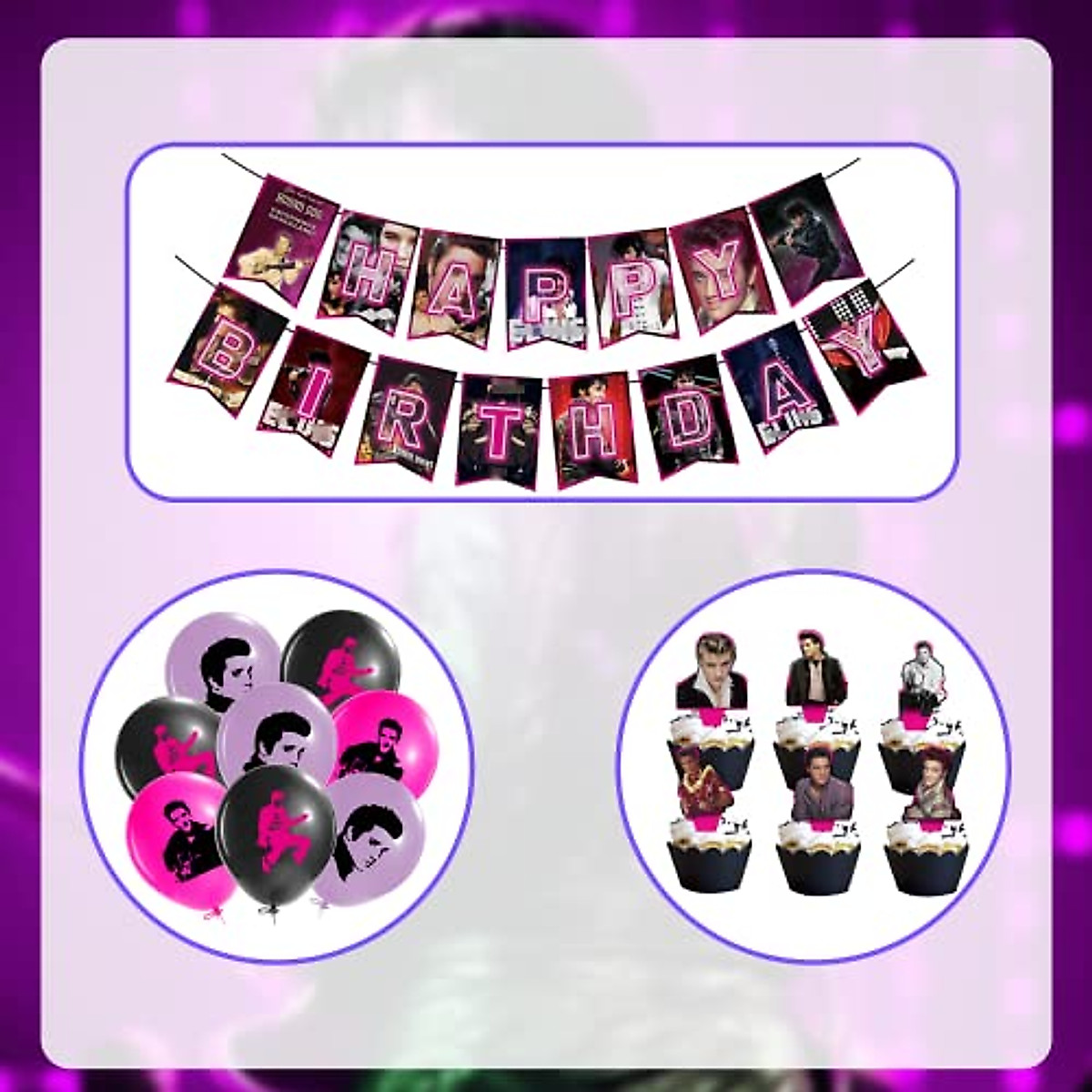 Rock Party Decorations Rock Singer Birthday Party Supplies Includes Banner, Cake Topper, Cupcake Toppers, Balloons, Rock Themed Party for Boys and Girls