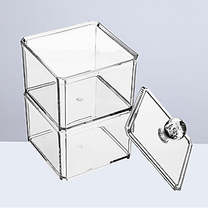 Anneome Makeup Storage Organizer Box 1 PC Double Container Transparency Layers Storage Acrylic Food Organizer Cover Tea Sorting Kitchen Bag with Clear Organizer Box