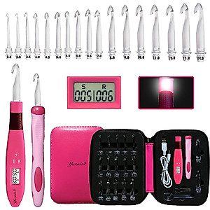 Yarniss 17 Size Counting Crochet Hooks Set, Light Up Crochet Hooks for Stitch & Row Counter