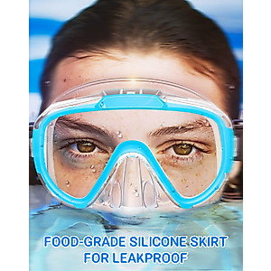 Norabidea Swim Goggles Adult Kids, Anti Fog Swimming Goggles with Nose Cover ,No Leaking Clear Snorkel Dive Mask 180 Wide View Men Women Youth Boys Girls