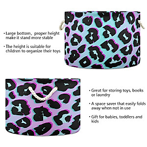 ALAZA Rainbow Leopard Prints Cheetah Animal Storage Basket Gift Baskets Large Collapsible Laundry Hamper with Handle, 20x20x14 in