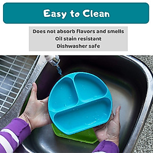 Silikong Suction Plate for Toddlers | BPA Free, 100% Food-Grade Silicone | Microwave, Dishwasher and Oven Safe | Stay Put Divided Baby Feeding Plates