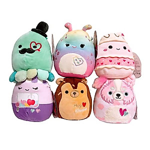 Squishmallows Kellytoy 2023 Valentines Squad 5" Set of 6 Mini Plush Doll Toy (Assortment A)