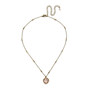 Sorrelli Essentials Cushion-Cut Solitaire Pendant Necklace, Antique Gold-Tone Finish, Vintage Rose