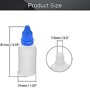 Othmro 1oz PE Lab Eye Plastic Dropper Bottles 50pcs, 30ml Squeezable Eye Liquid Dropper Thin Mouth Via of Liquid Sample Seal Storage Bottle with Childproof Blue Cap