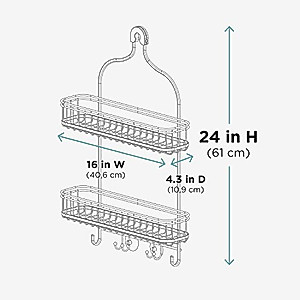 Zenna Home Extra Wide Hanging Over-the-Shower Caddy, Satin Nickel
