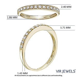Vir Jewels 1/6 carat (ctw) Diamond Wedding Anniversary Band for Women, Half Eternity Petite Round Diamond Engagement Ring 10K Yellow Gold Prong Set with Milgrain 0.16 cttw, Size 7