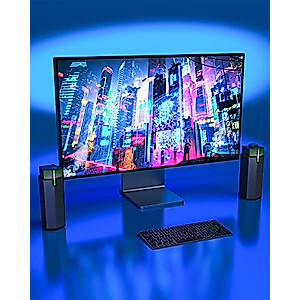 Jeecoo M20 Bluetooth Computer Speakers for PC Desktop Monitor, Gaming PC Sound Bar - Wired USB-Powered, Superb Stereo Sound, with LED Lighting - Combine/Separate to Customize Your Desk