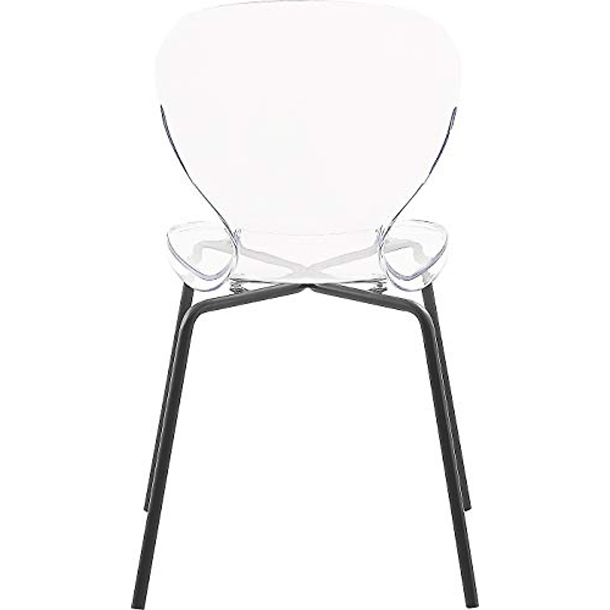Meridian Furniture Clarion Collection Modern | Contemporary Lucite Polycarbonate Stackable Dining Chair with Sturdy Metal Legs, Set of 2, 19.5" W x 19" D x 32.5" H, Matte Black Finish