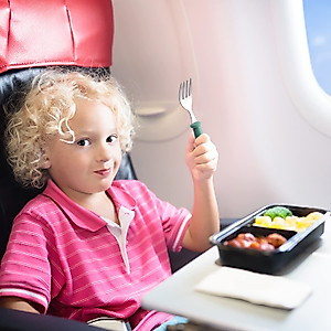 Pimoys 6 Pieces Toddler Utensils Stainless Steel Baby Forks and Spoons Set Kids Silverware Children's Flatware Metal Cutlery Set with Round Handle, 3 x Cute Forks,3 x Children Spoons