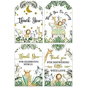 Jungle Safari Gift Tags, Wild Animal Birthday Party Favor Wrap Tags, Baby Shower Hanging Gift Tags with String