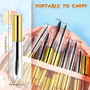 40 Pieces 10 ml Empty Mascara Tubes Eyelash Wand Refillable Clear Bottles Eyelash Cream Container Bottle with 4 Pieces Transparent Funnels Transferring Castor Oil for DIY Cosmetics (Golden)