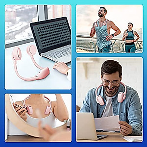 YEEBOO Portable Neck Fan, Hands-Free Rechargeable Personal Fan with 4000mAh 360°Rotation 3 Wind Speeds, Cooling Fan for Home, Office, Travel, Sport, Outdoor Activities ,No Hair Twisting