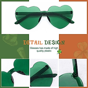 GEMILY Green Sunglasses Fashion Heart Shape Sunglasses Transparent Rimless Love Eyewear for Women and Girls