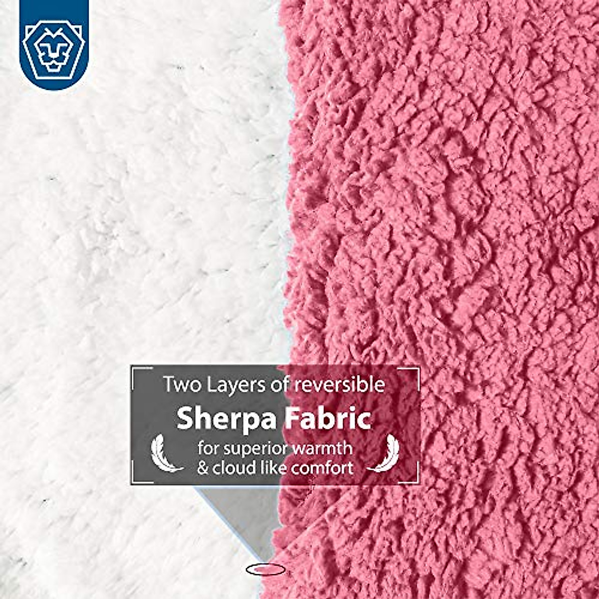 Roore Oversized Sherpa Wearable Blanket Hoodie | Super Soft Warm Reversible Hooded Sweatshirt Thick Plush Giant Pullover Fleece Sweater for Adult Men Women Teens Kids (Pink)