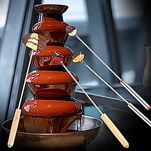 24 Pack 9.6 Inch Stainless Steel Fondue Forks, 12 Wood Handles and 12 Stainless Steel Handles, Heat Resistant Smores Sticks for Roast Meat Chocolate Dessert Cheese Marshmallows (6 Colors)