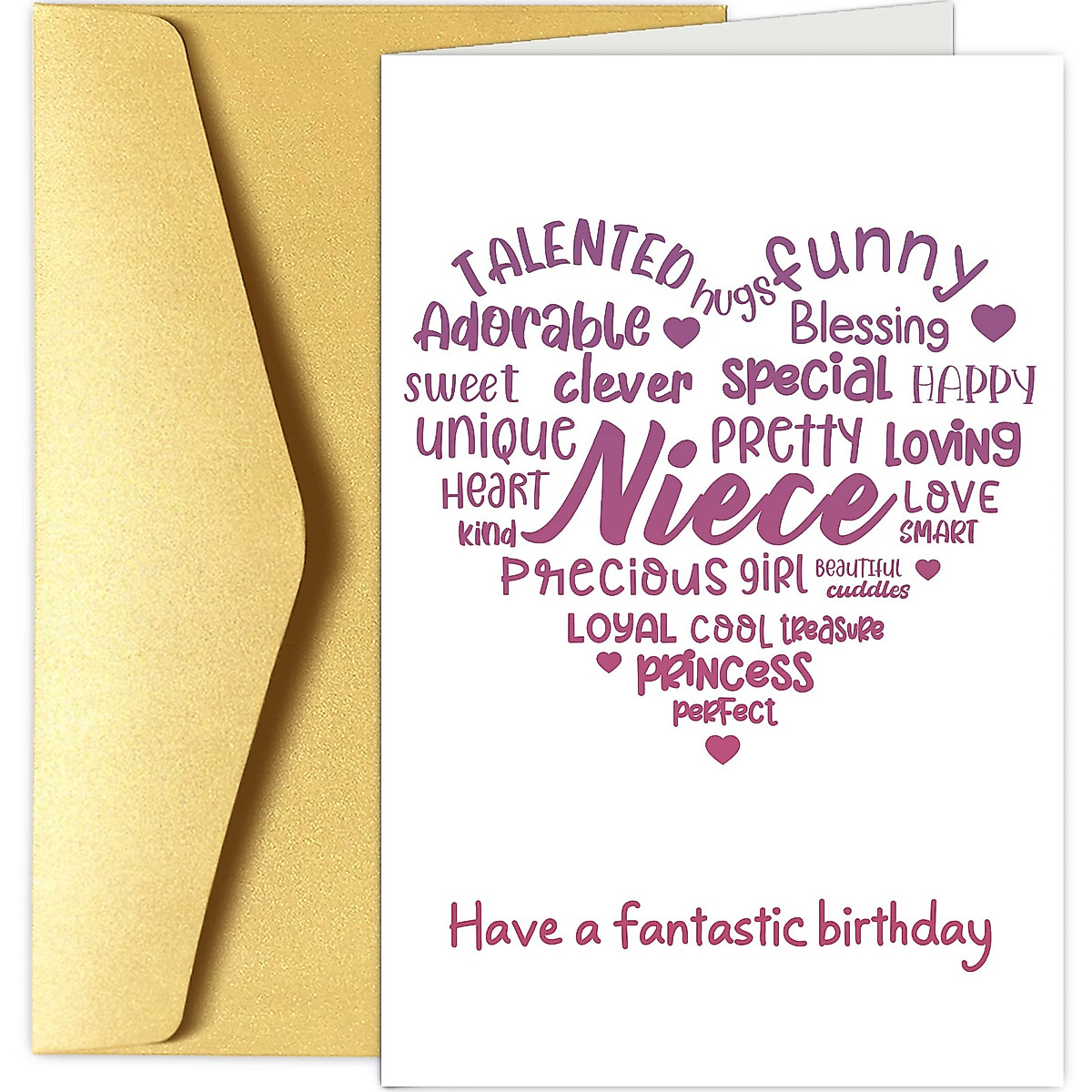 Chenive Sweet Niece Birthday Card, Adorable Birthday Card from Aunt Uncle, Praise Niece Bday Greeting Card, Happy A Fantastic Birthday Card for Niece