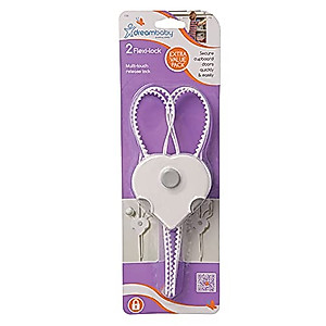 Dreambaby Flexi Lock - Cabinet & Drawer Handle Locks - Cabinet Safety Straps - with Multi-Touch Release System - White - 2 Count (Pack of 1) - Model L185