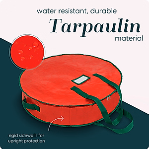 Handy Laundry, Christmas Wreath Storage Bag - Durable, Tarp Material, Zipper, Sturdy Carry Handles, Pest Protection - Ideal Home, Garage Organization for Seasonal Holiday Wreath Decorations (24")