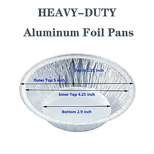 Waytiffer 50 Pack - Pie Pans 5 inch,Mini Pie Tins HEAVY-DUTY Disposable Aluminum Foil Tart/pie Pans for Baking Personal Mini Pies, Easily Stack & Store, Freeze & Reheat