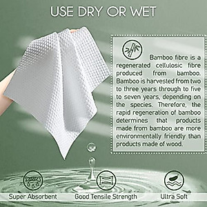 WOWOTEX Bamboo Disposable Face Towel Biodegradable Large Dry Face Wipes 60 Count/1 Box Extra Thick Soft Clean Facial Towels for Sensitive Skin, Makeup Removing, Facial Cleansing, Nursing, Travel