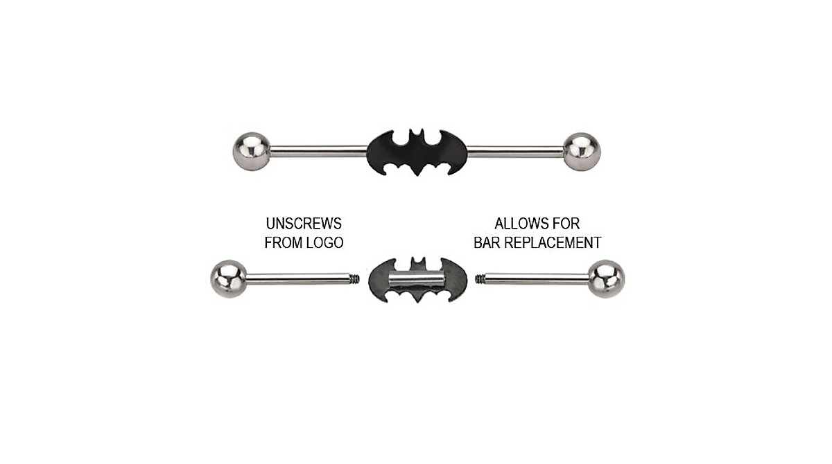 Batman Stainless Steel Barbell - Official DC Comics Jewelry