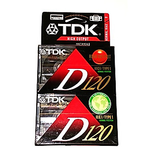 TDK D120 Dynamic Performance High Output IECI/Type I Normal Position Audio Cassettes D-120L2-2 Pack