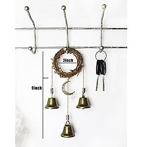 Witch Bells Witchcraft Decor Gifts Magic Pagan Wall Home Room Door Knob Decorative Protection Kitchen Witches Runes Wiccan Altar Supplies (Hemp Rope 3 Bells)