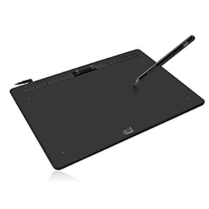 Adesso Large Graphics Drawing Tablet Pad 12 x 7 Inch 8192 Levels Battery-Free Pen, 8 Customizable Keys with Scroll Wheels, Compatible with PC/Mac/Android OS for Painting, Design & Online Teaching