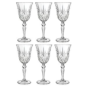 Barski Wine Glass - Goblet - Red Wine - White Wine - Water Glass - Stemmed Glasses - Set of 6 Goblets - Crystal like Glass - 7 oz. Beautifully Cut Designed Made in Europe