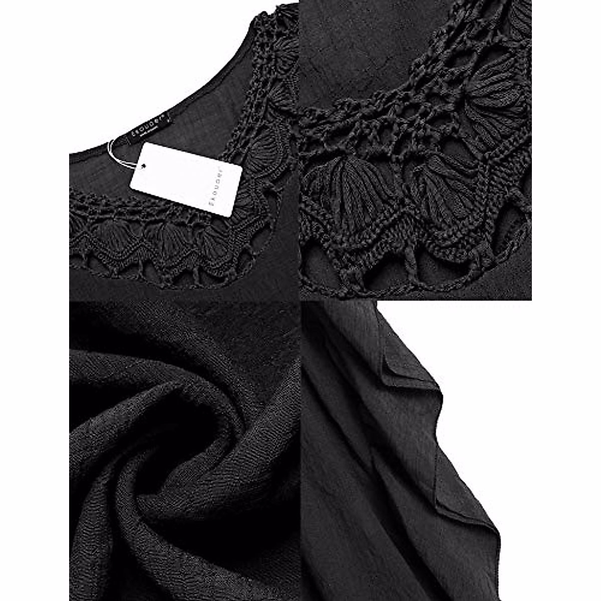 Ekouaer Swimsuit Cover Ups Women Bat Sleeve Bikini Beachwear Top Loose Beach Cover Up(M,Black)