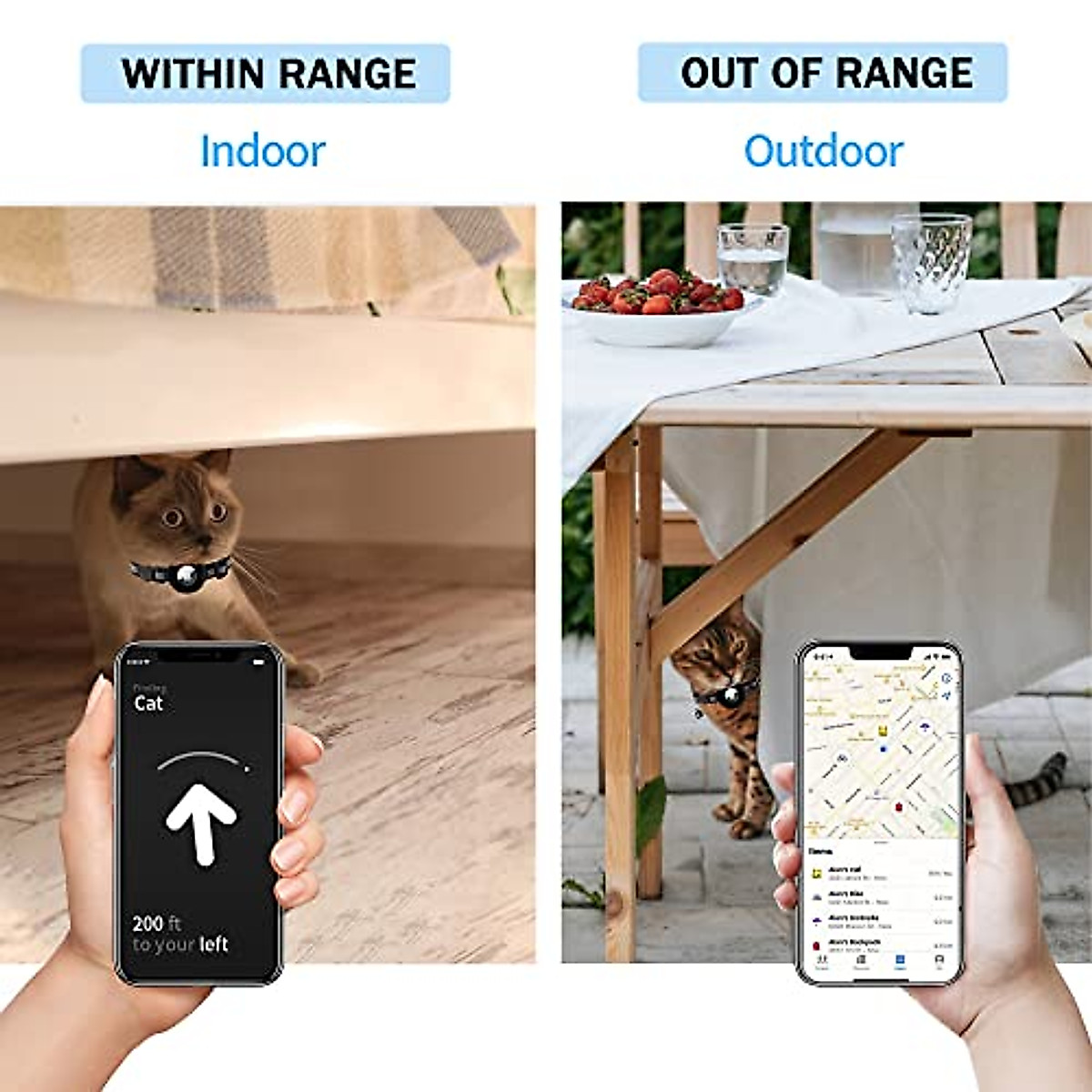 vyaji 4PCS Airtag Cat Collar - Cat Airtag Collar with Silicone Airtag Holder and Bell - Adjustable Double Layer Nylon Breakaway Cat Collars - 0.2in Reflective Strip