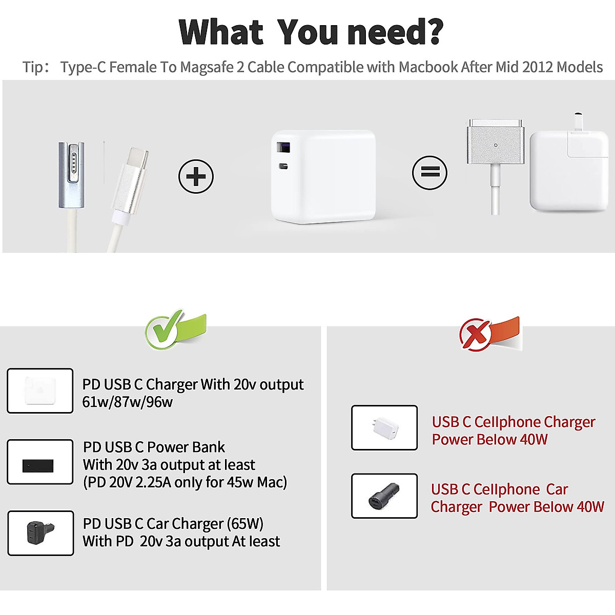 Magnetic T-Tip PD USB C to Magnetic 1 Charger Cable Compatible with Mac-Book Air/Pro, Type-C PD Power Fast Charging Cable Replacement for Mac-Book Power Supply,Works with 20v 65W-100W