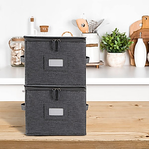 popoly China Storage Containers Inside 10" W x 8" H, Stemware Storage Cases, Holds 12 Red Glasses